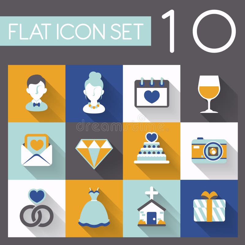 Wedding icon set stock vector. Illustration of female - 45126010