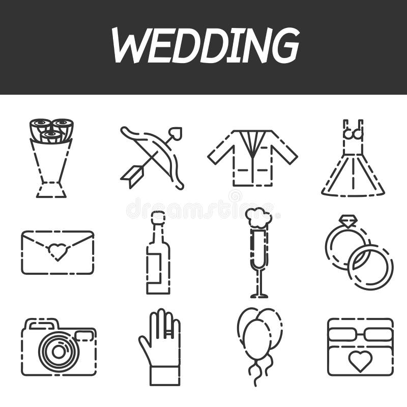 Wedding icon set stock vector. Illustration of envelope - 78137263