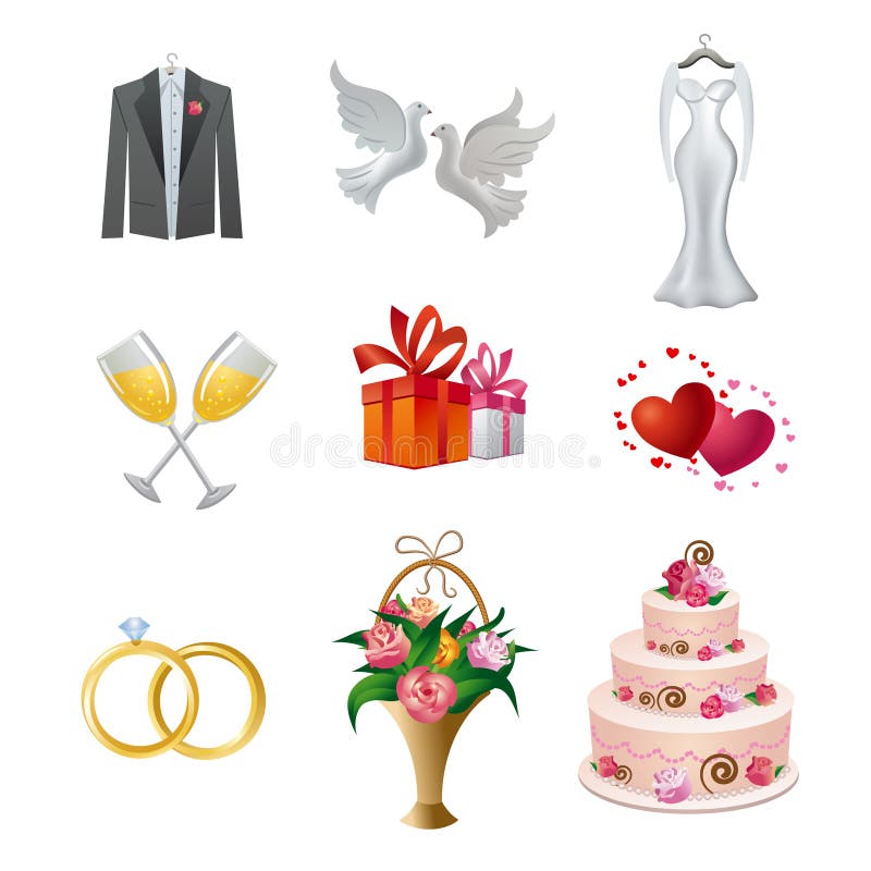 Wedding icon set stock illustration. Illustration of bouquet - 41485925