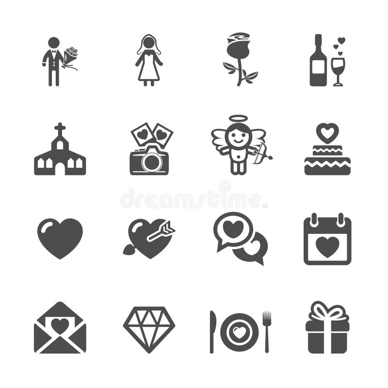 Wedding Icon Set, Vector Eps10 Stock Vector - Illustration of fiancee ...