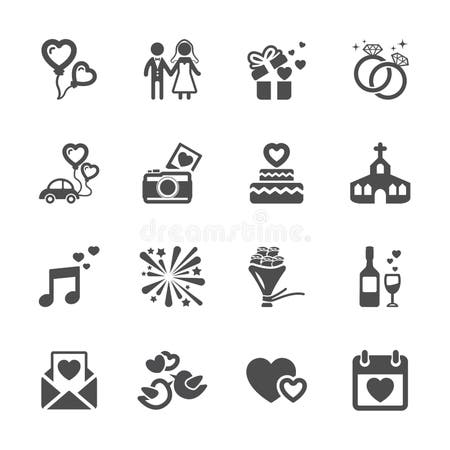 Wedding Icon Set, Vector Eps10 Stock Vector - Illustration of fiancee ...
