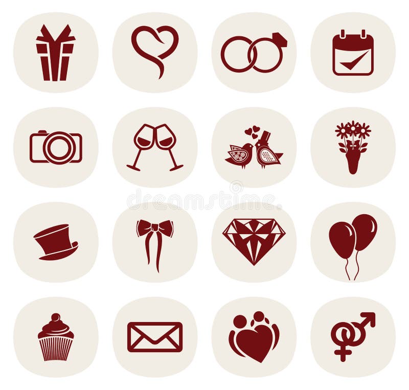 16 web icons set - Wedding stock vector. Illustration of gift - 34486737