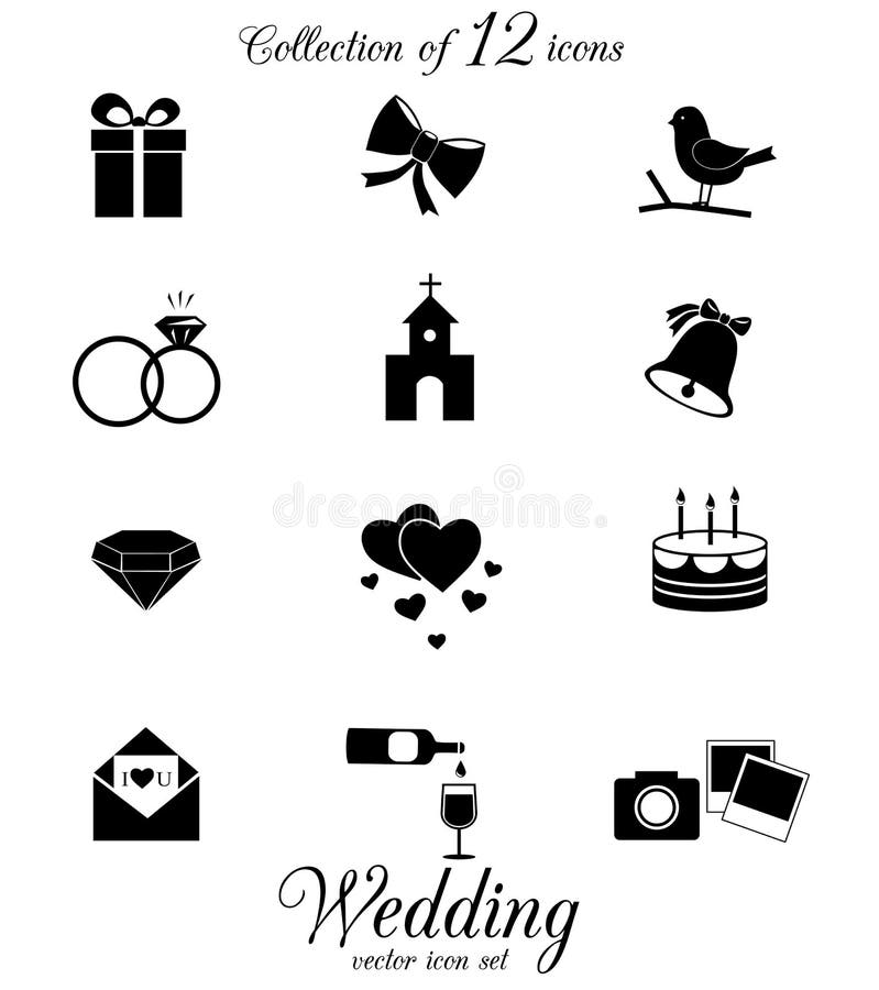 Wedding icon set. stock vector. Illustration of couple - 67905029