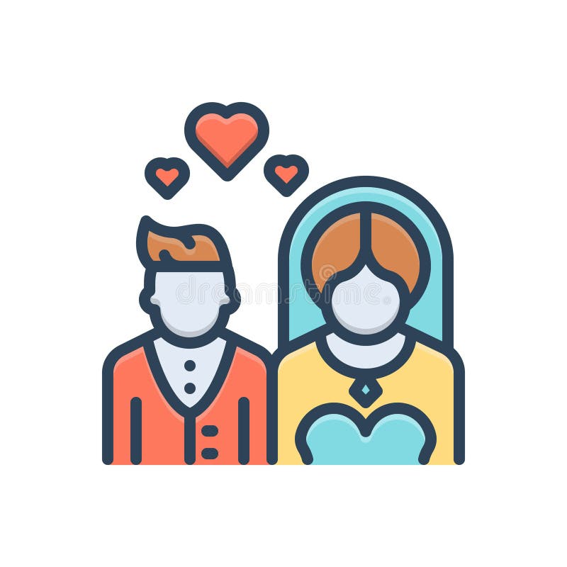Color Illustration Icon for Wedding, Splice and Bride Stock Vector ...