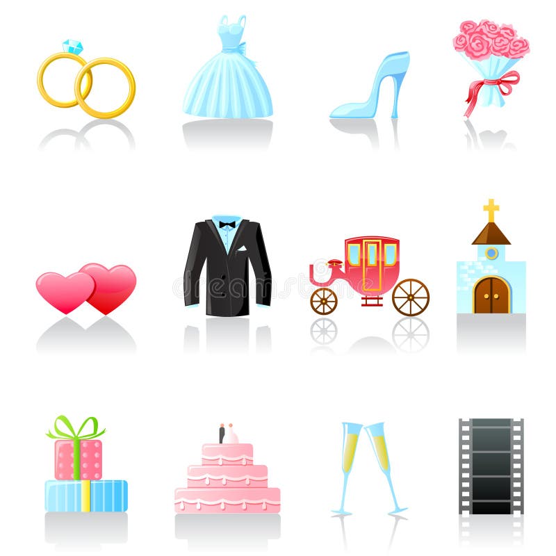 Wedding icons stock vector. Illustration of banquet, bocal - 5374934