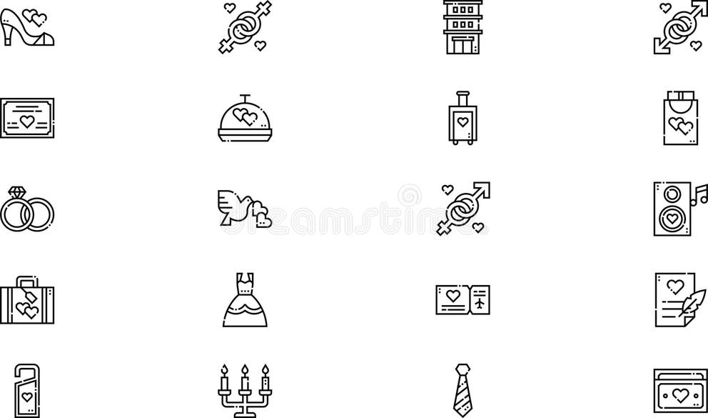 Wedding Icons Collection is a Vector Illustration with Editable Stroke ...
