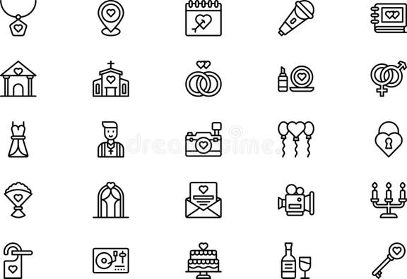 Wedding Icons Collection is a Vector Illustration with Editable Stroke ...