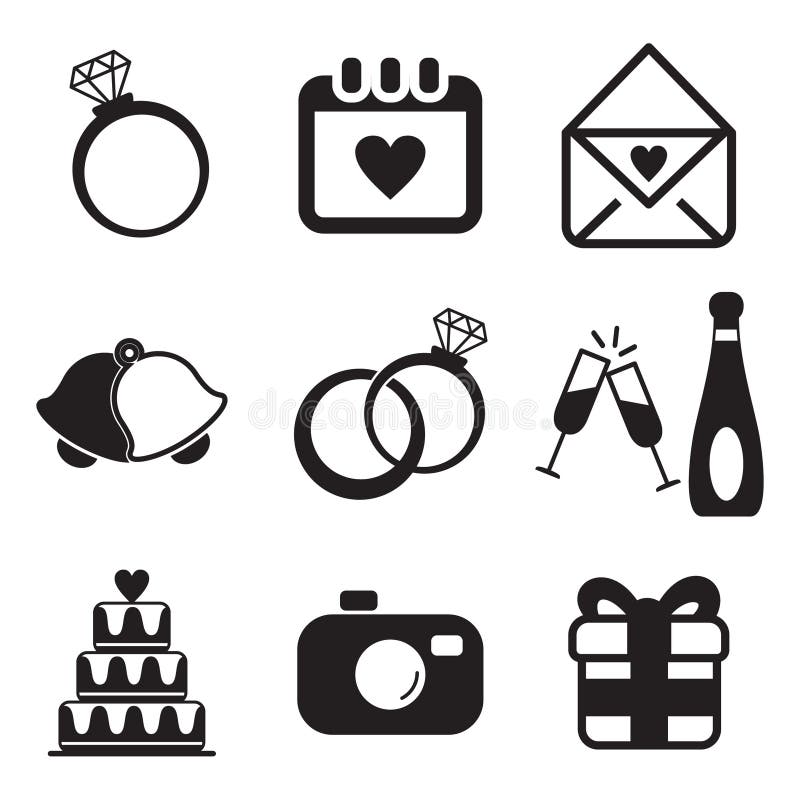 16 web icons set - Wedding stock vector. Illustration of gift - 34486737