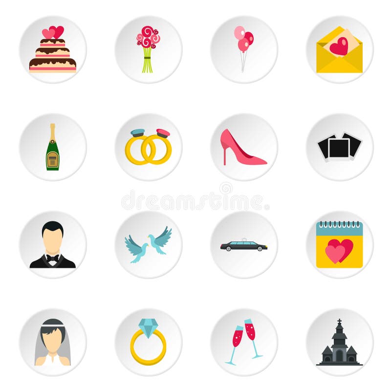 Wedding Icons Set, Cartoon Style Stock Vector - Illustration of cutlery ...