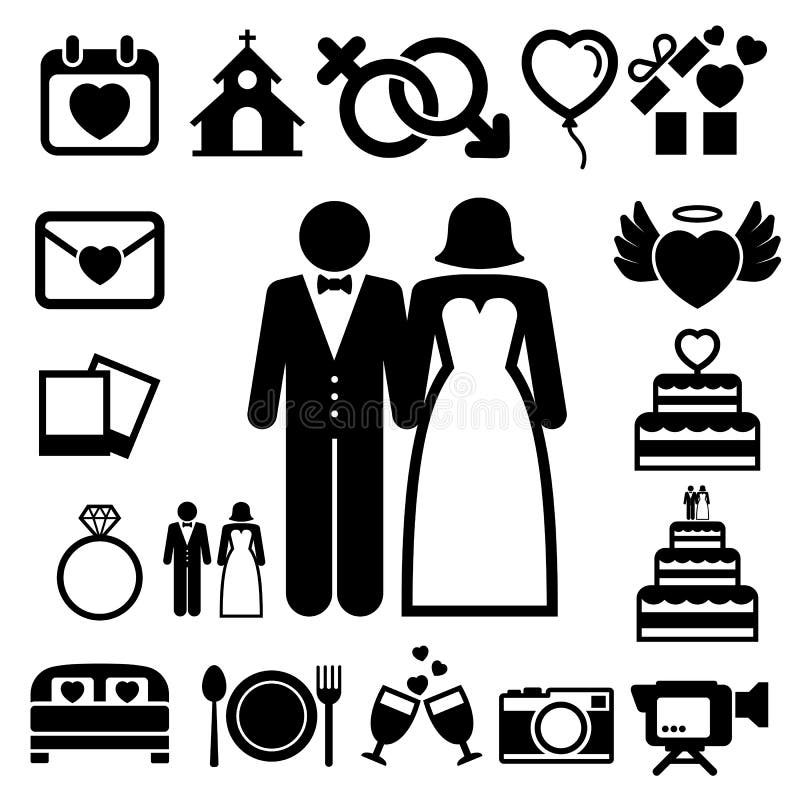 Wedding pictograms stock vector. Illustration of flowers - 22531954