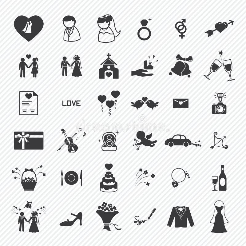 Wedding Icons Set. Illustration Stock Vector - Illustration of ceremony ...