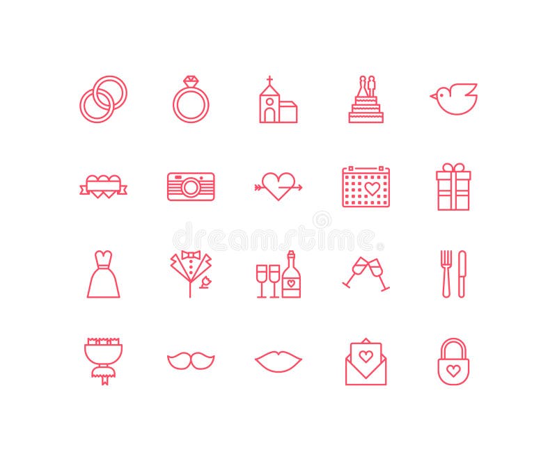 Wedding Icons stock vector. Illustration of diamond, dress - 69190809