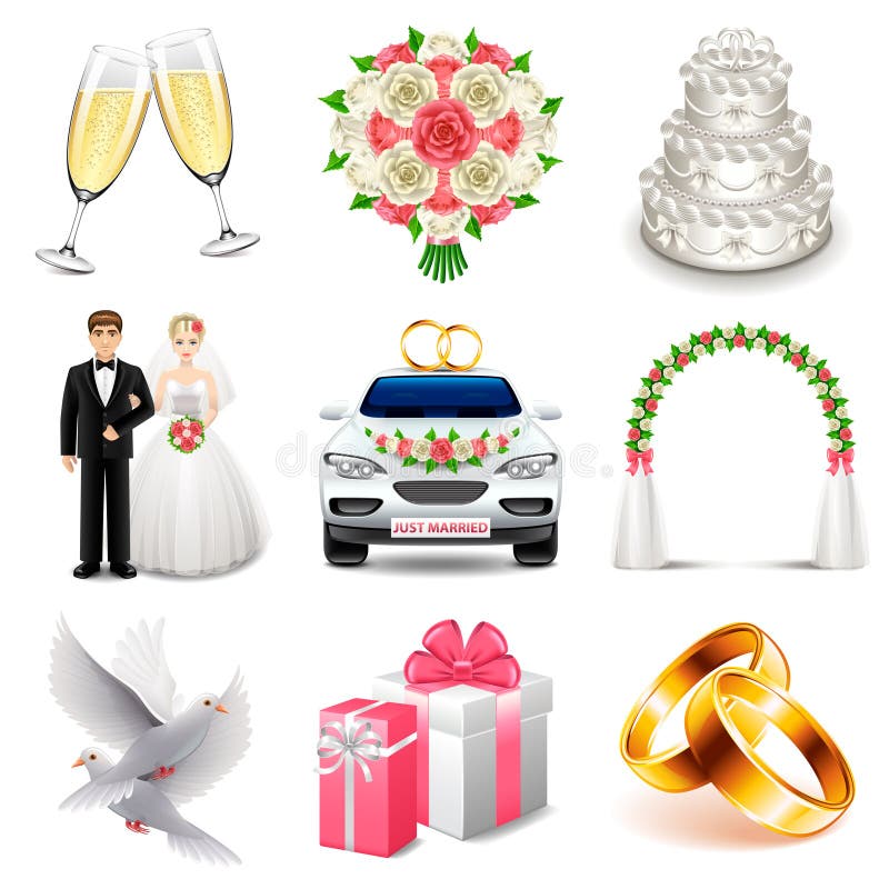 Wedding icons vector set stock vector. Illustration of gift - 88825363