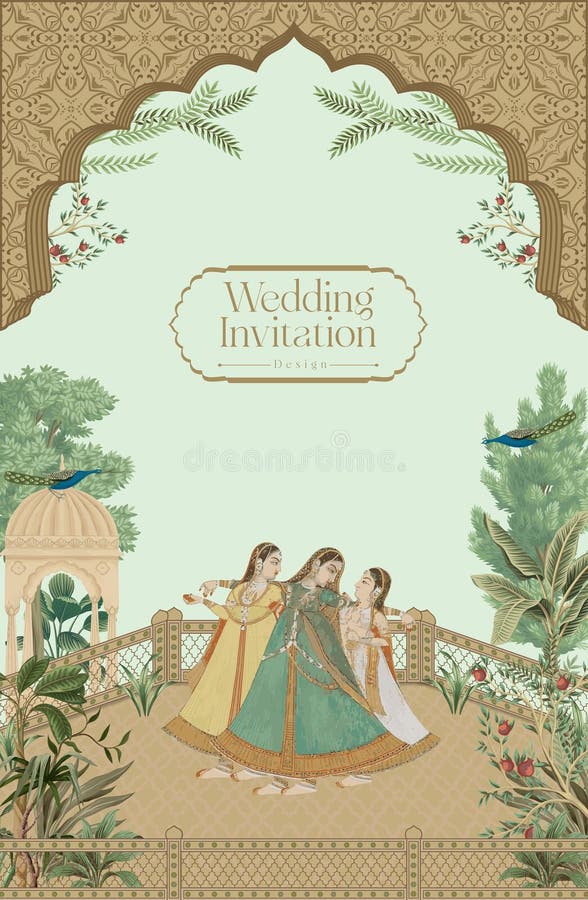 Wedding Invitation Card Design. Mughal Arch with Floral Invitation Card ...