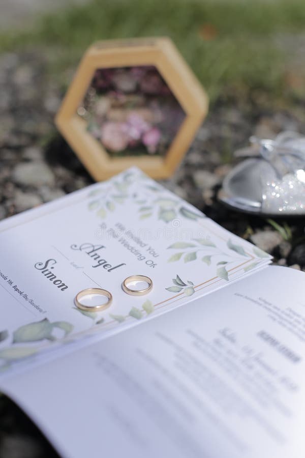 Wedding Invitation Angel & Simon and Ring Stock Photo - Image of ring ...