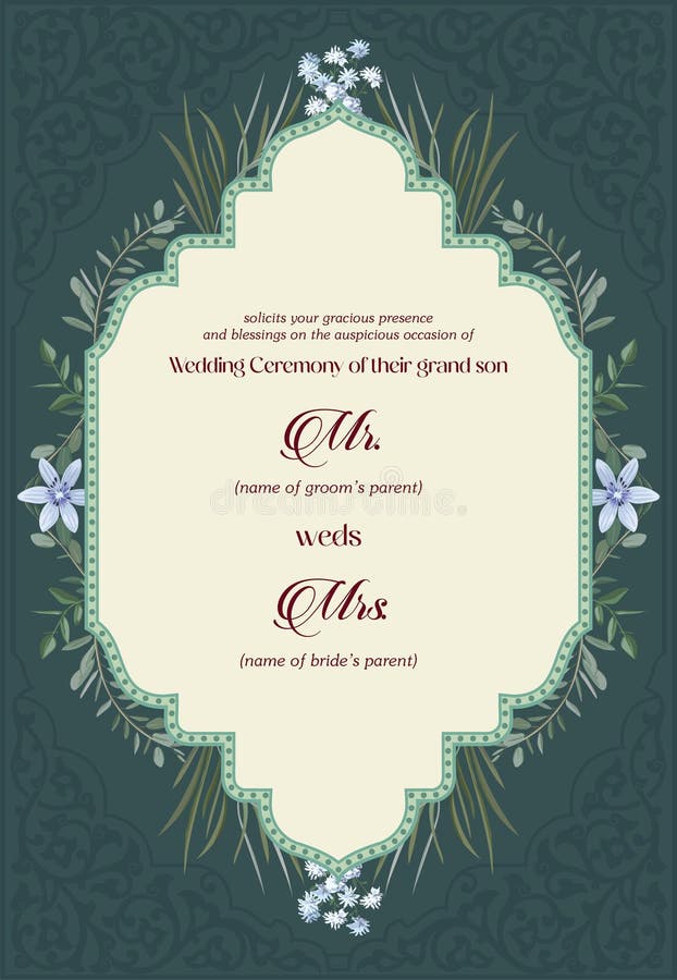 Wedding Invitation Arch Design with Floral Frame. Vector Illustration ...