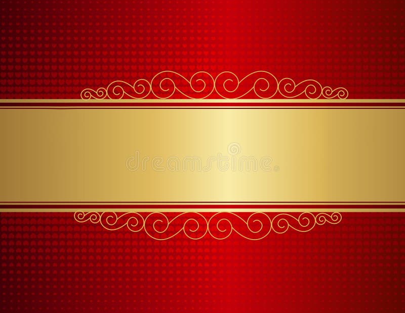 Wedding Invitation Border in Red and Gold Stock Vector - Illustration ...
