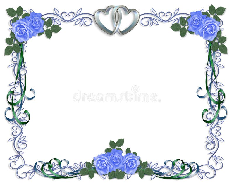 Wedding Invitation Blue Roses Border Stock Illustration - Illustration ...