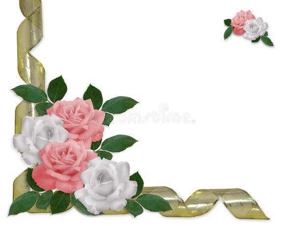Wedding Invitation Border Pink Roses Stock Illustration - Illustration ...