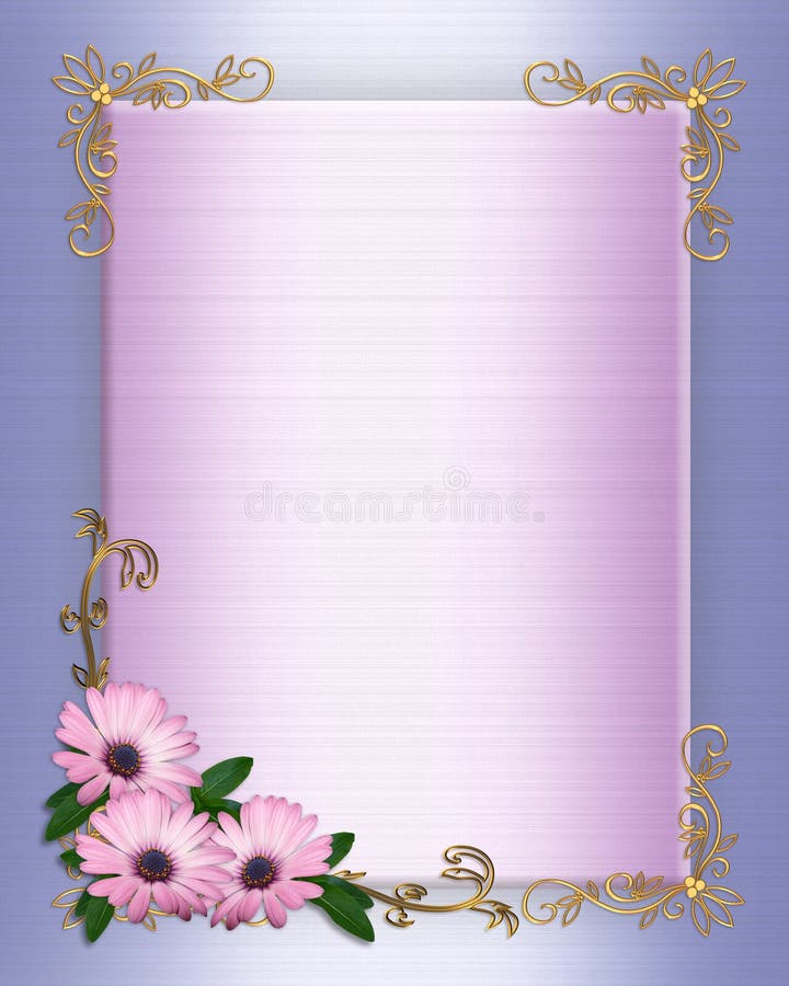 Wedding Invitation Border Purple Flowers Stock Illustration ...