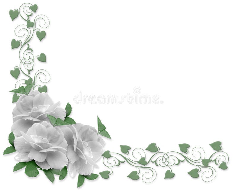 Wedding Invitation Border White Roses Stock Illustration - Illustration ...