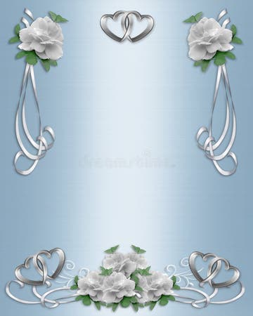 Wedding Invitation Border White Roses Stock Illustration - Illustration ...