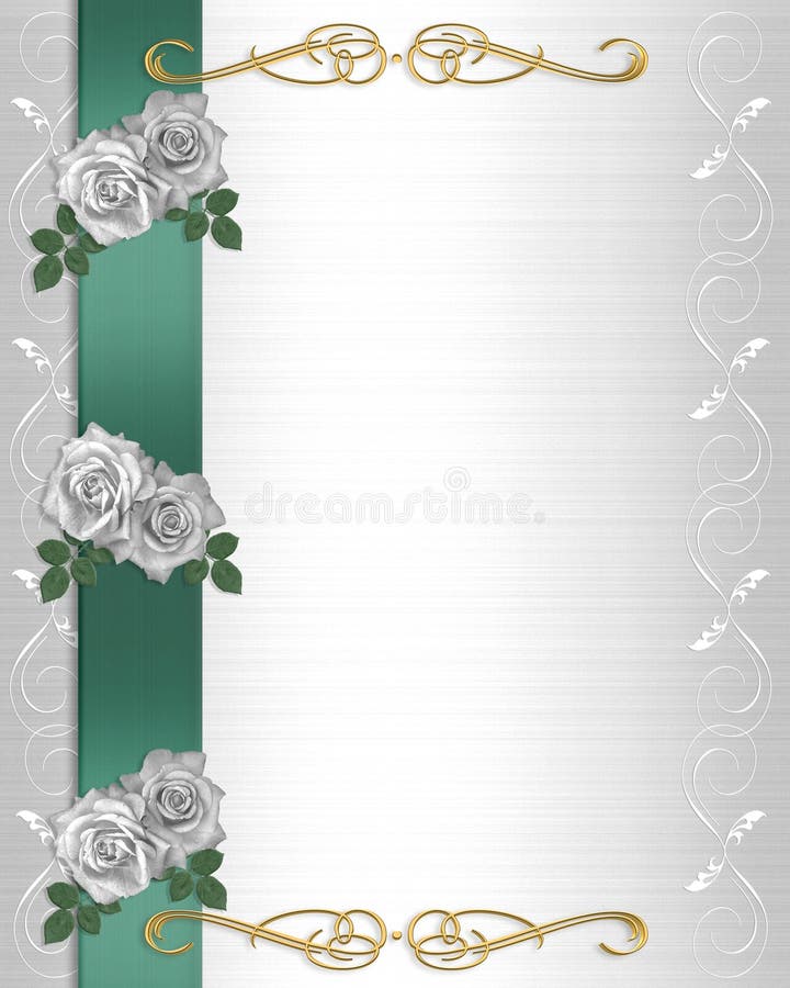 Wedding Invitation Border White Roses Stock Illustration - Illustration ...