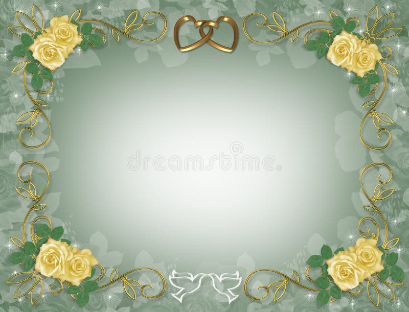 Wedding Invitation Border Yellow Roses Stock Illustration ...
