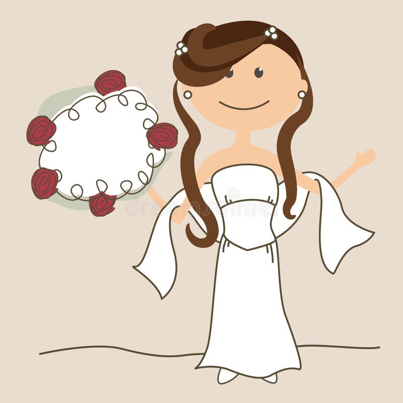 Funny cartoon bride stock vector. Illustration of happy - 56695403