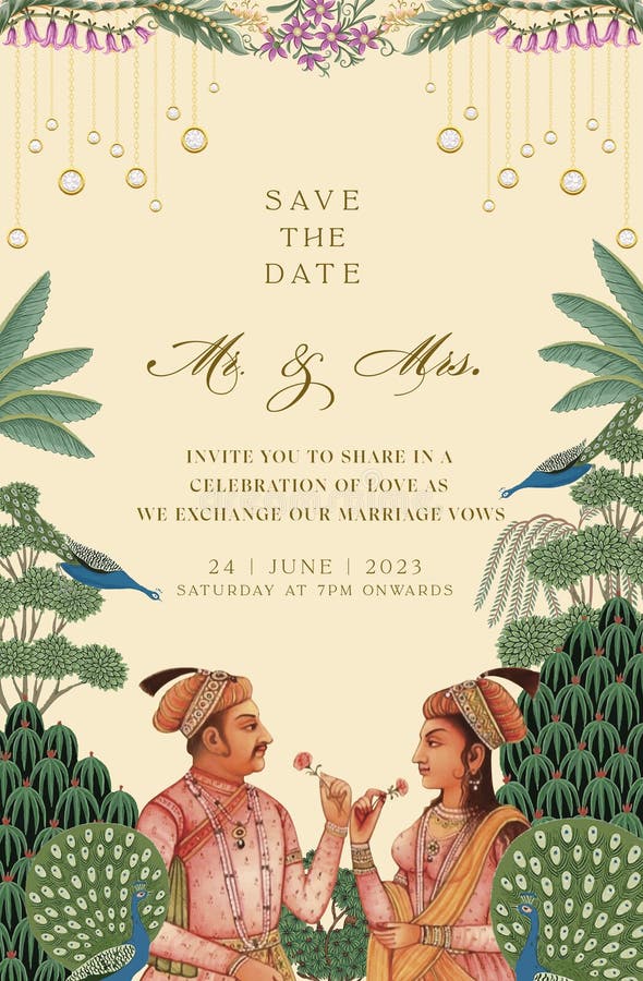 Mughal Wedding Card Design. Invitation Card for Printing Vector ...