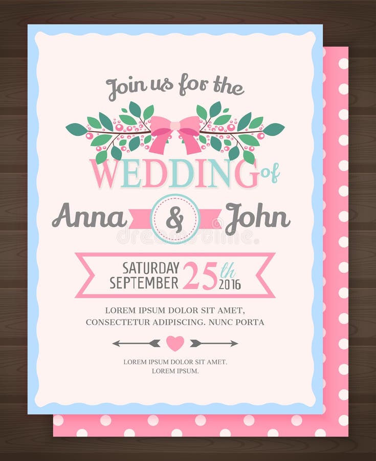 Wedding invitation card stock vector. Illustration of card - 74200681