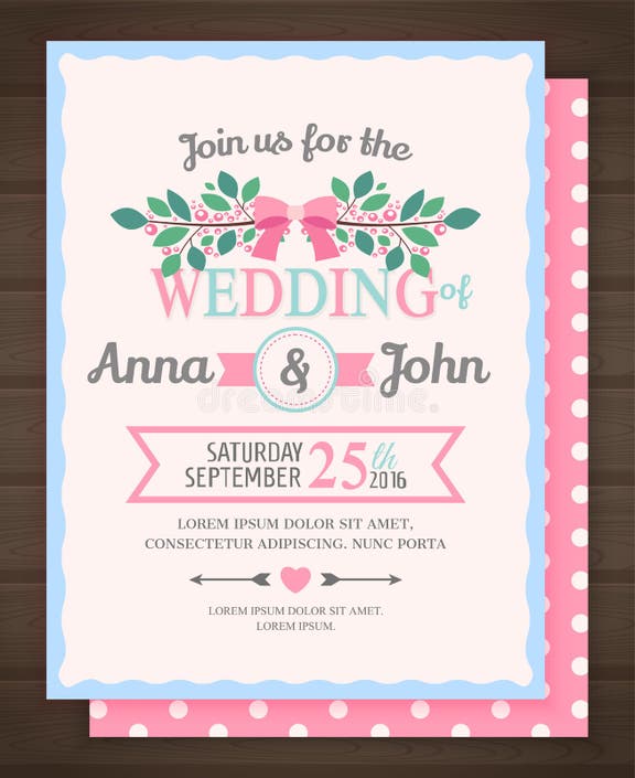 Wedding invitation card stock vector. Illustration of card - 74200681