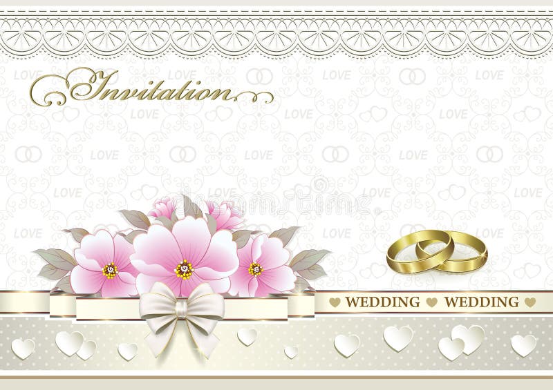 Wedding Invitation with Rings in a Oval Frame Stock Vector ...