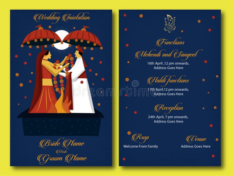 A Wedding Invitation Card with a Couple a Stock Vector - Illustration ...