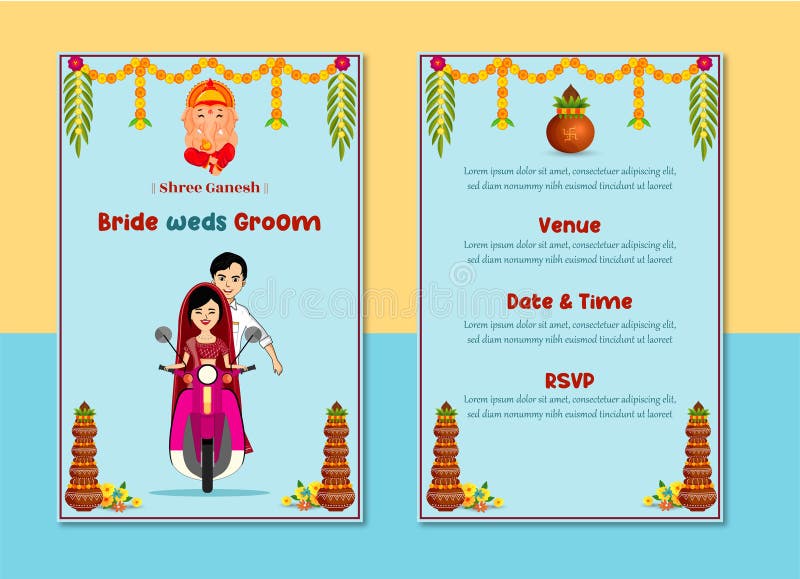 A Wedding Invitation Card with a Couple a Stock Vector - Illustration ...