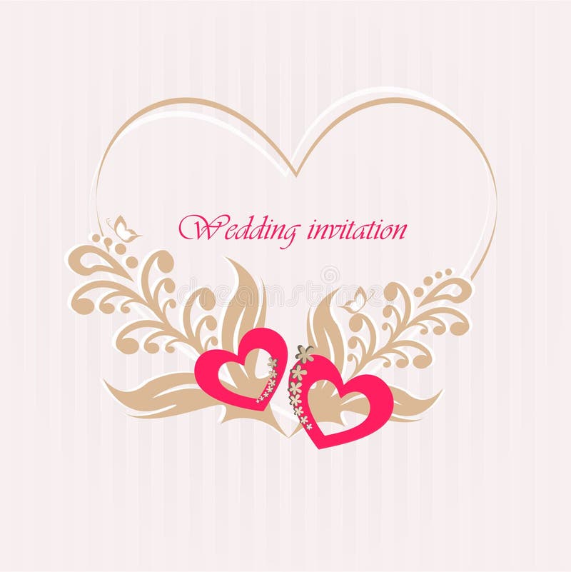 Wedding Invitation Card with Decorative Hearts. Stock Vector ...