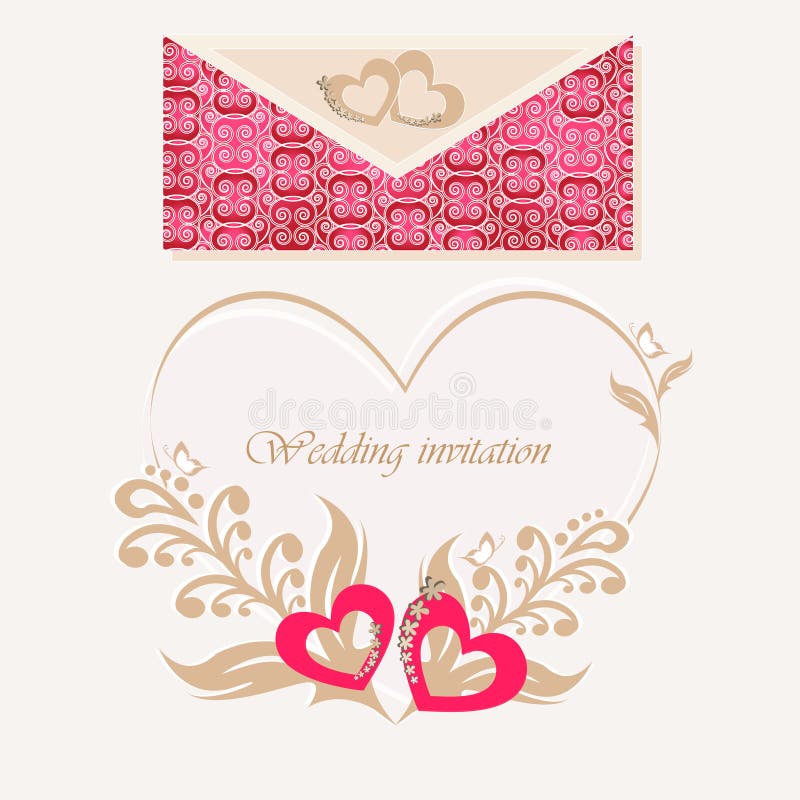 Wedding Invitation Card with Floral Elements. Stock Vector ...