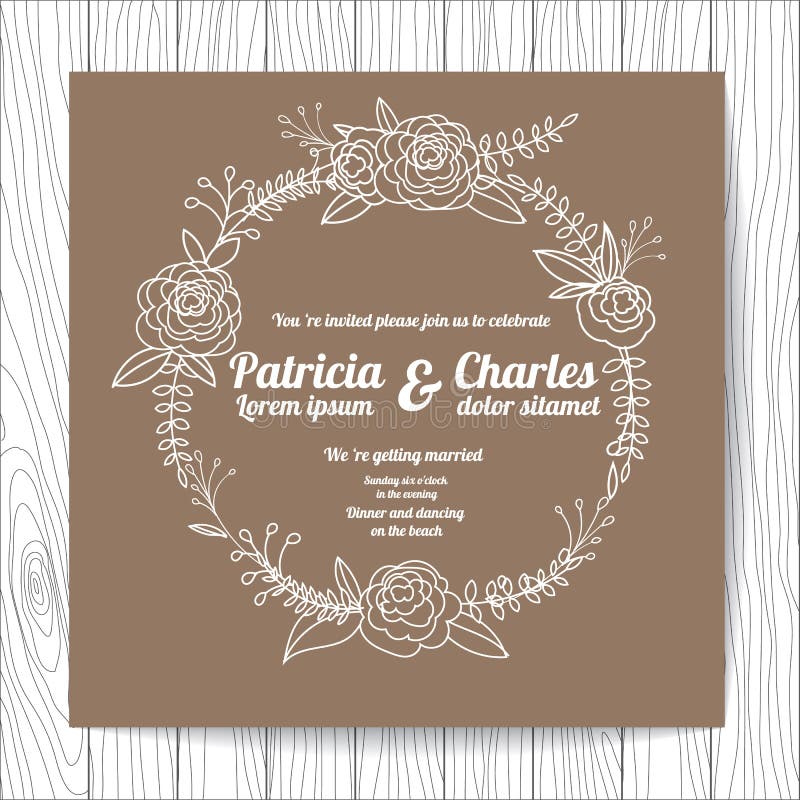 Wedding Invitation Card Doodle Style with Flower Templates Stock Vector ...