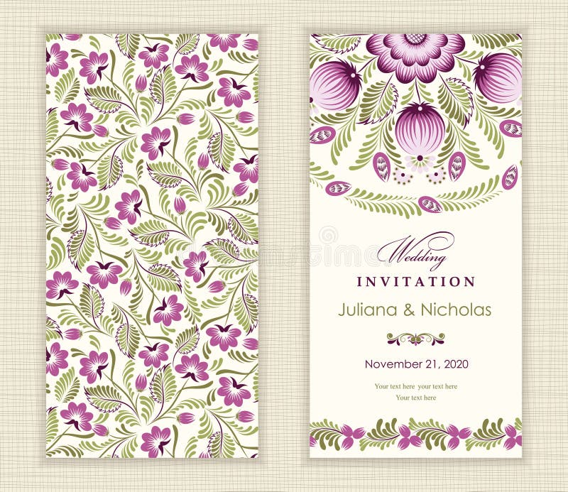 Wedding Invitation Card in Ethnic Style. Stock Vector - Illustration of ...