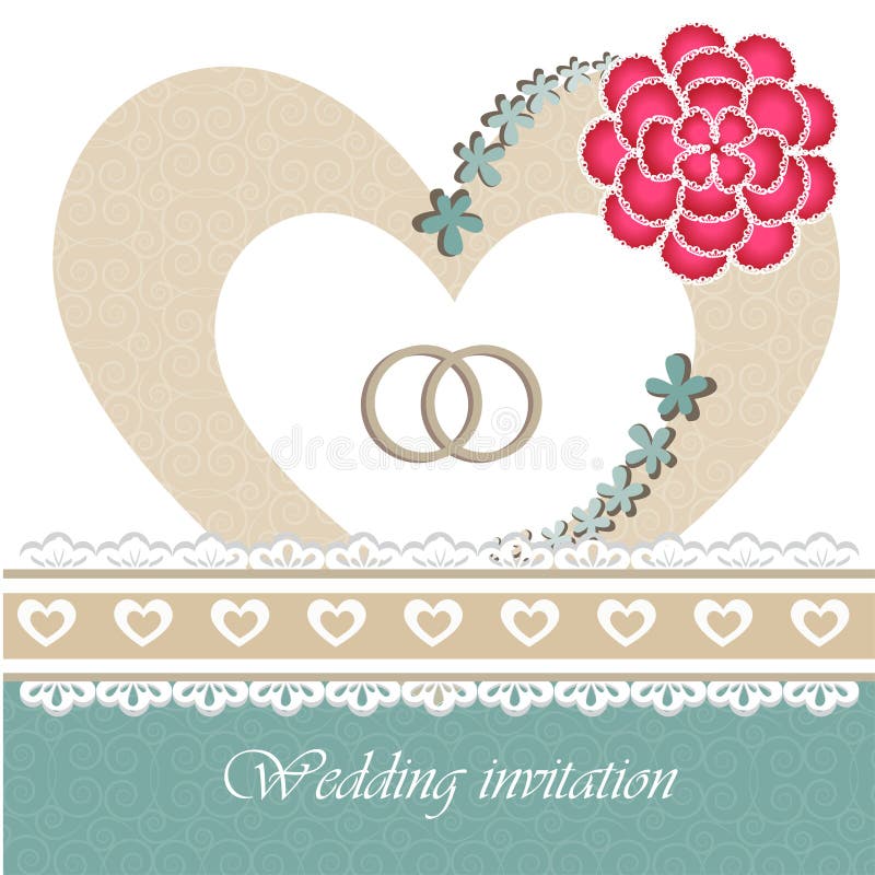 Wedding Invitation Card with Floral Elements. Stock Vector ...