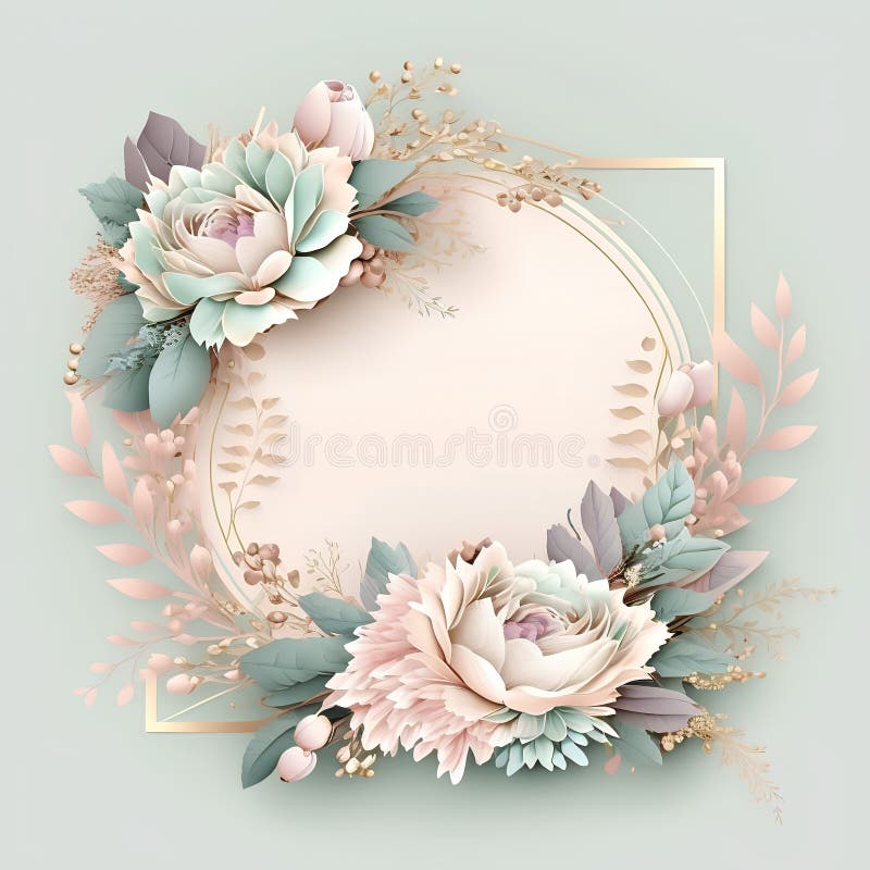 Wedding Invitation Card with Floral Frame. Vector Illustration Stock ...
