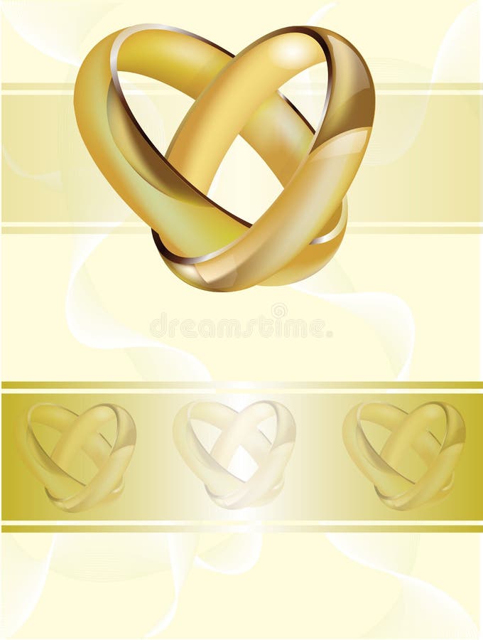 A Wedding Invitation Card with Gold Rings Stock Vector - Illustration ...