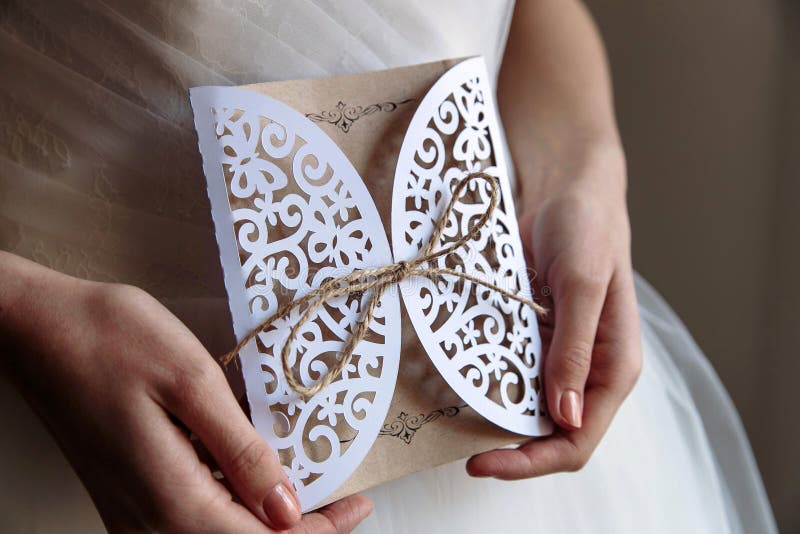 Wedding Invitation Card in Hands Stock Image - Image of note, document ...