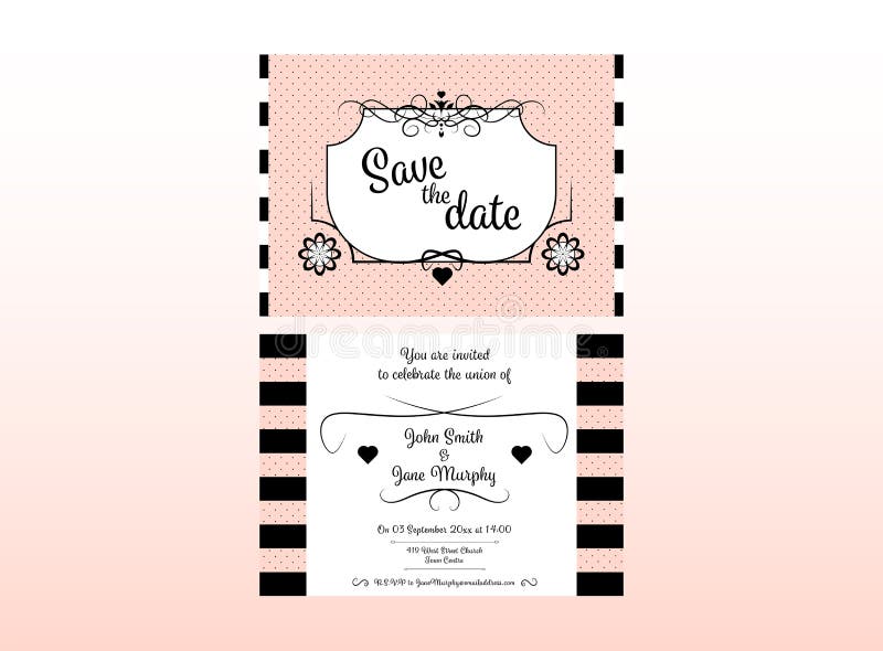 Wedding Invitation Card with Names, Date and Venue Stock Vector ...