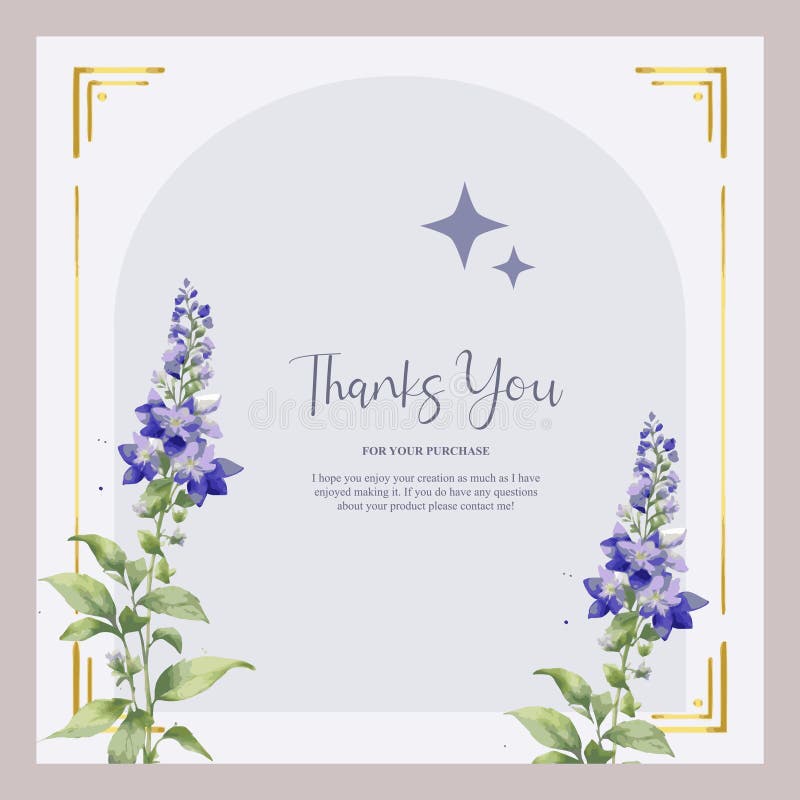 Thank You Card with a Simple Blue Flower Stock Vector - Illustration of ...