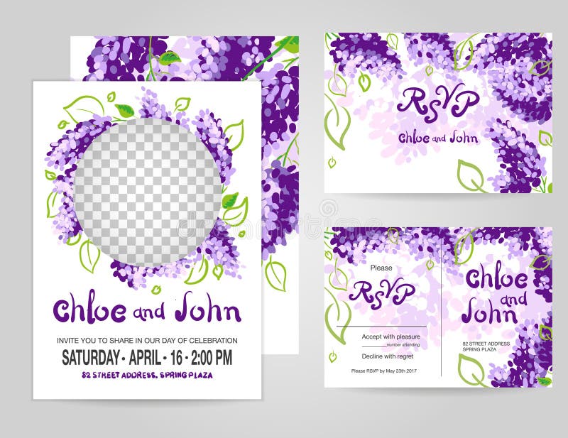 Wedding Invitation Card Suite with Place for Photo Stock Vector ...