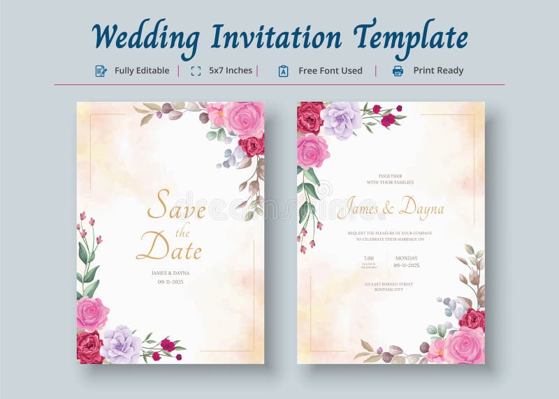 Wedding Invitation Card Template, Invitation Card Poster Stock Vector ...