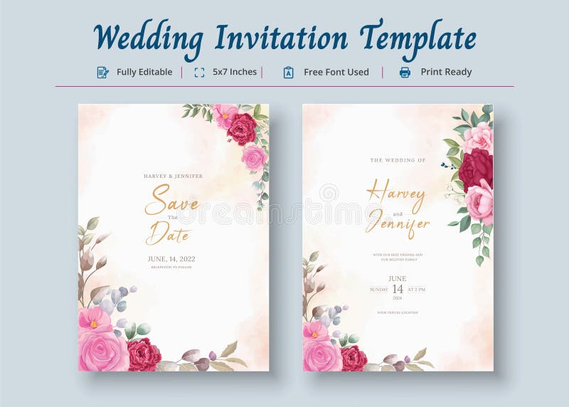 Wedding Invitation Card Template, Invitation Card Poster Stock Vector ...