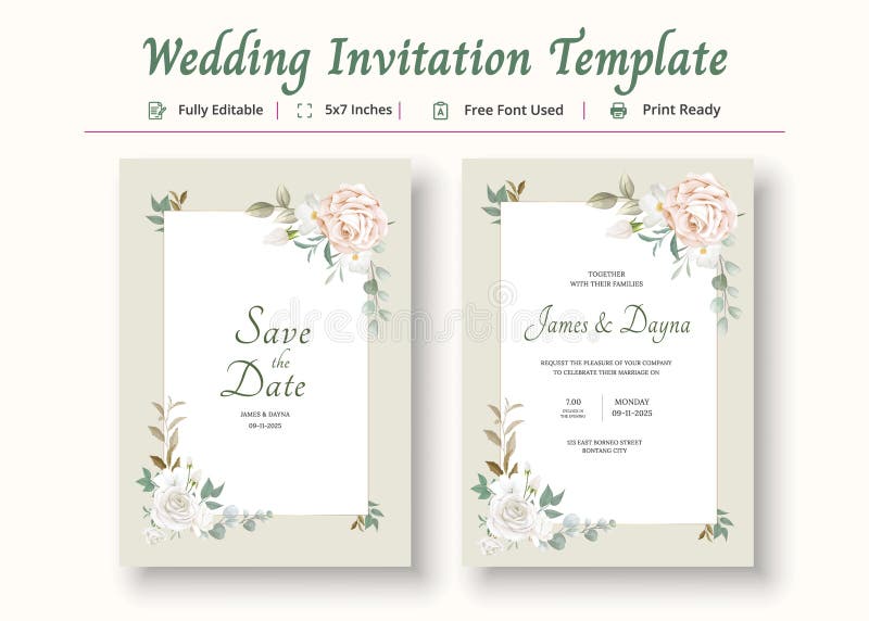 Wedding Invitation Card Template, Invitation Card Poster Stock Vector ...