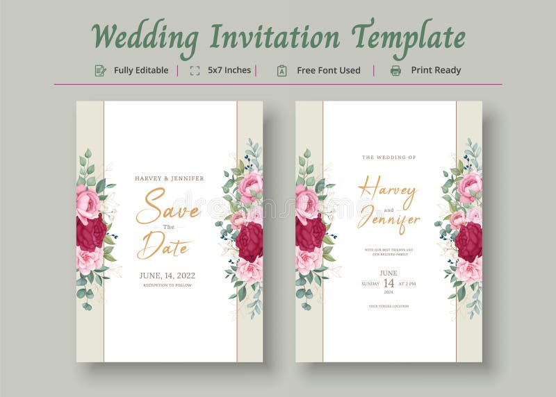 Wedding Invitation Card Template, Invitation Card Poster Stock Vector ...